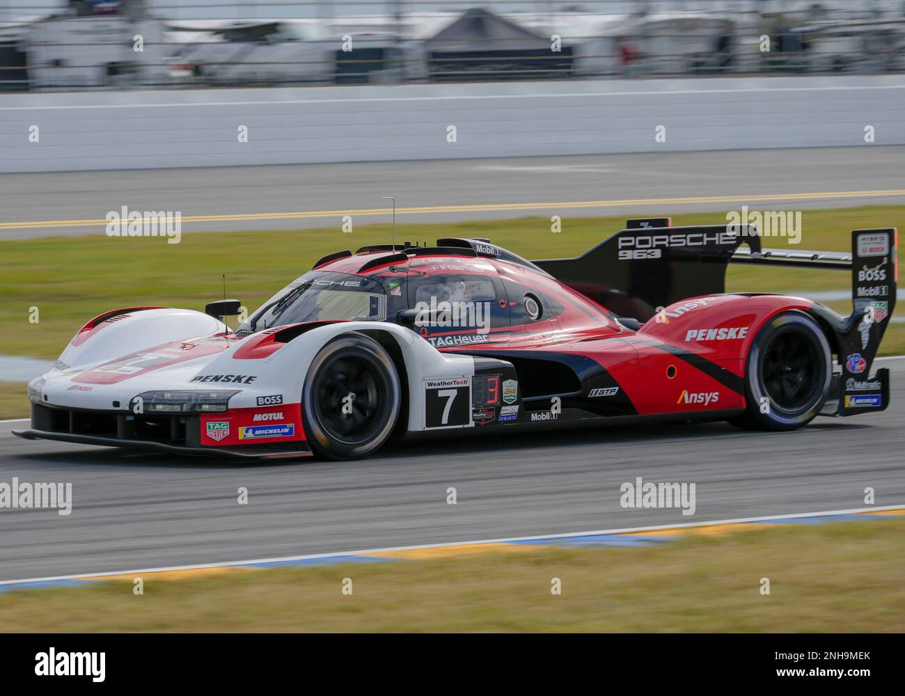 DAYTONA, FL - JANUARY 28: Penske Motorsport Porsche 963s driver Felipe Nasr, Matt Campbell ...
