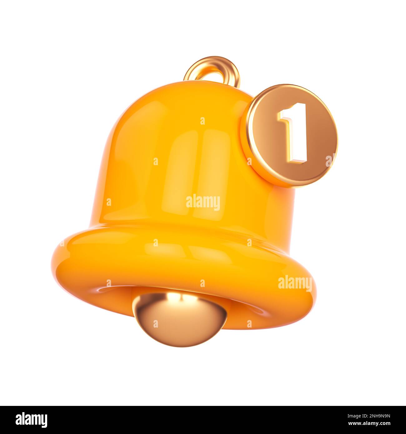 Minimal Notification bell icon isolated on white background. one new ...