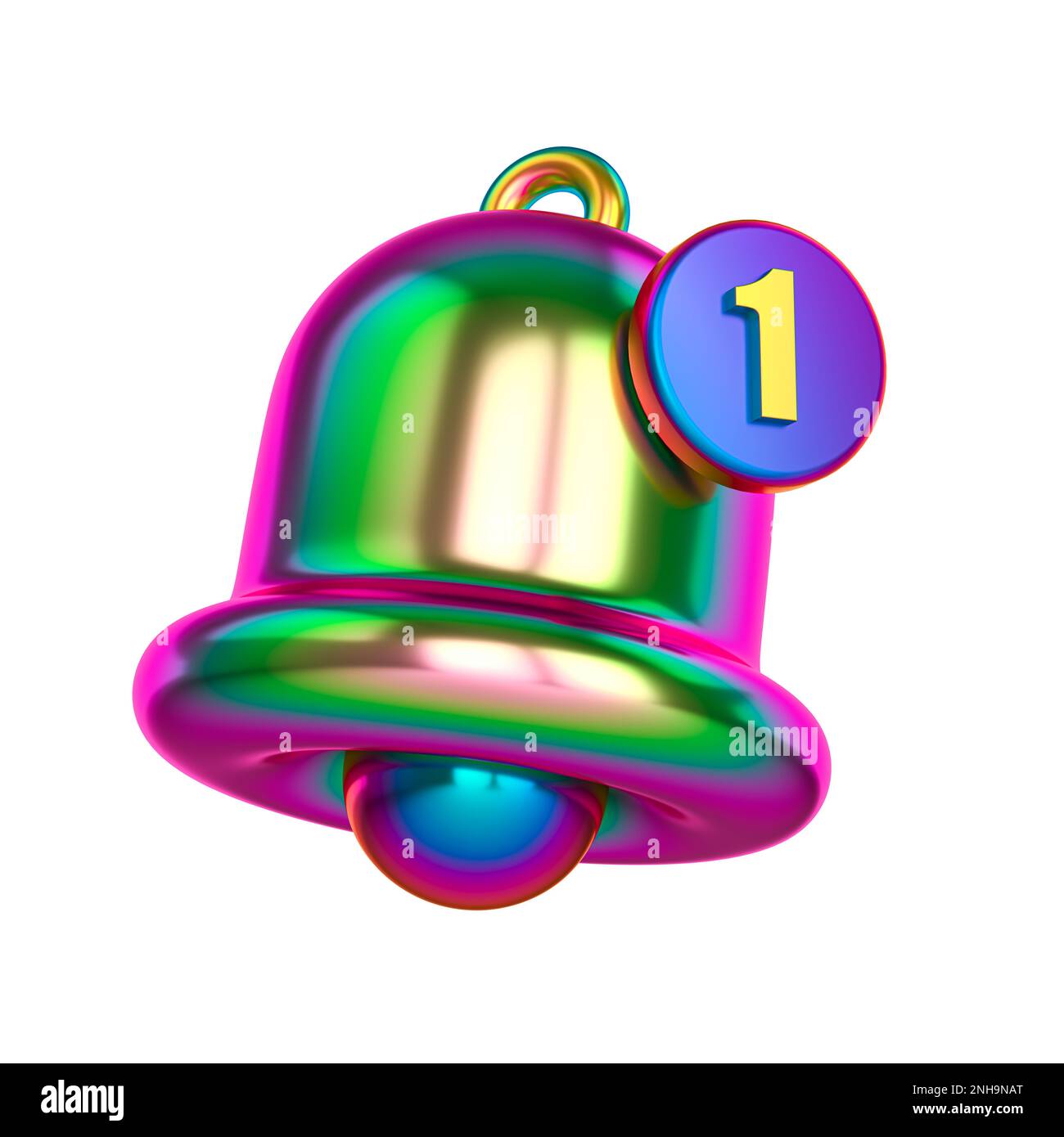 Minimal Notification bell icon isolated on white background. one new ...