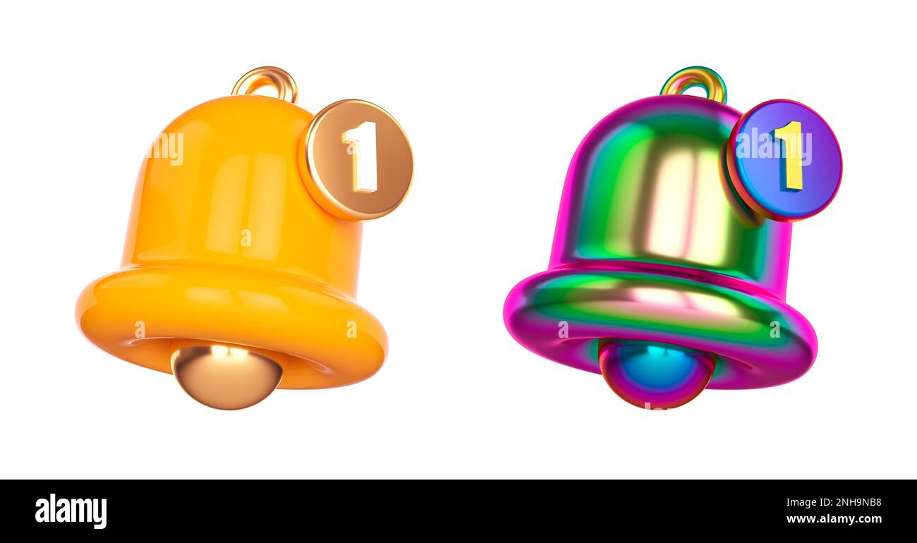 Set Minimal Notification bell icon isolated on white background. one ...