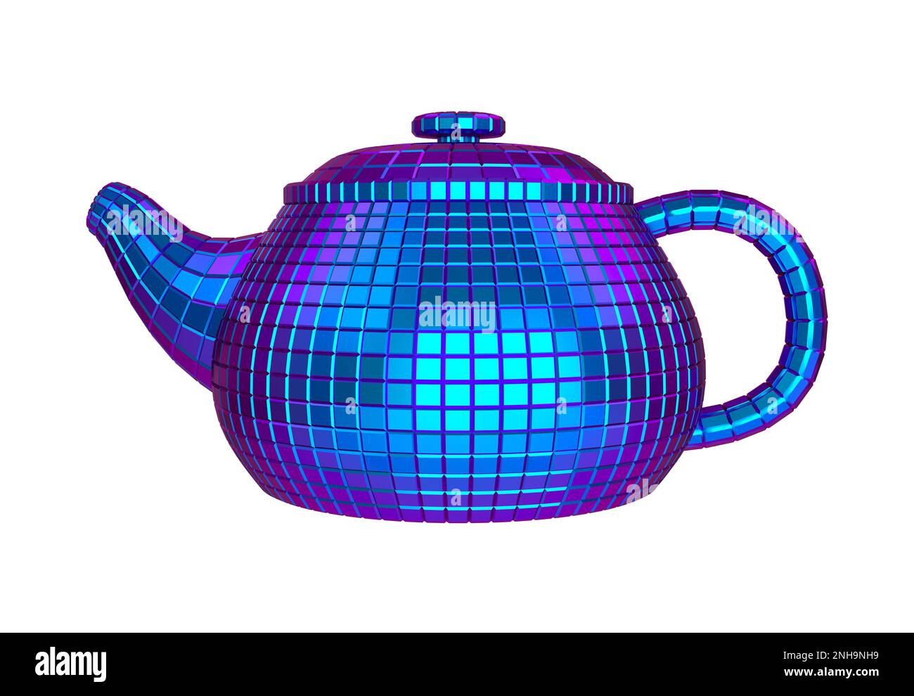 Blue metal teapot on white background. 3d render Stock Photo - Alamy