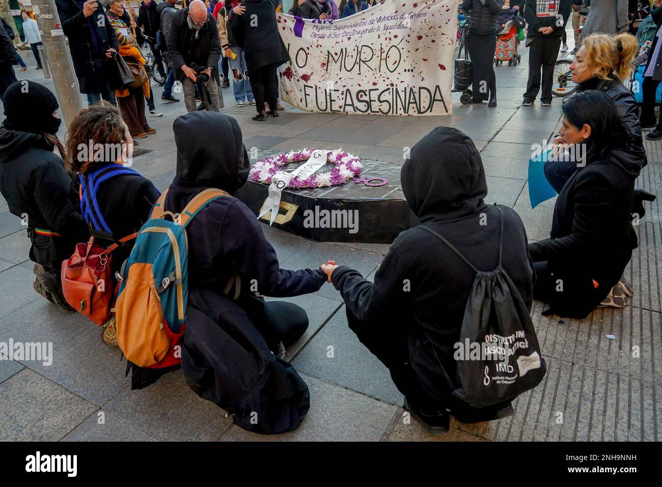 Women in black clothes in silence in the concentration called in the ...