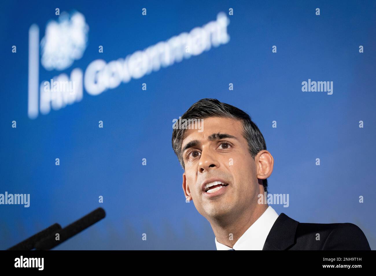 FILE - Britain's Prime Minister Rishi Sunak during his first major domestic speech of 2023 at ...