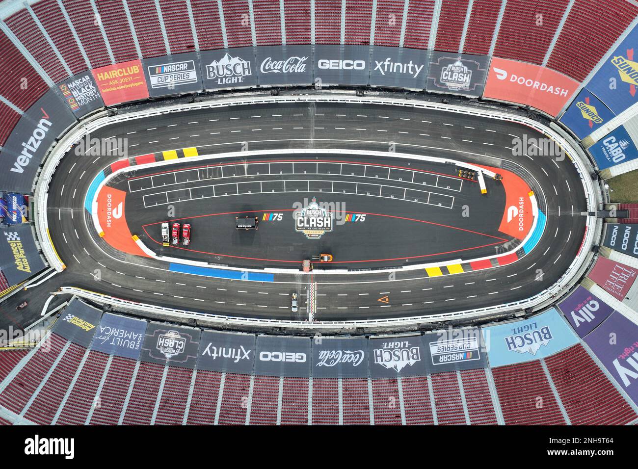 A general overall aerial view of the temporary asphalt racetrack at the ...