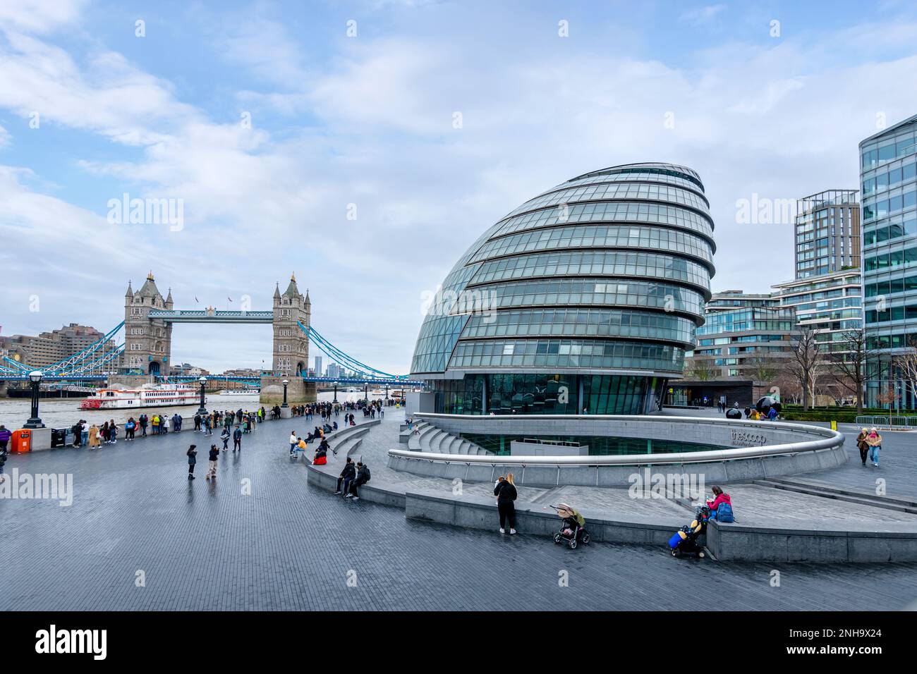 Wide view of More London from the Scoop, a business and tourist ...