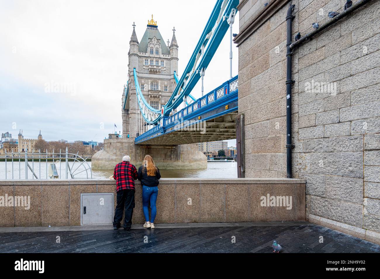 tourist on tower bridge London Stock Photo - Alamy