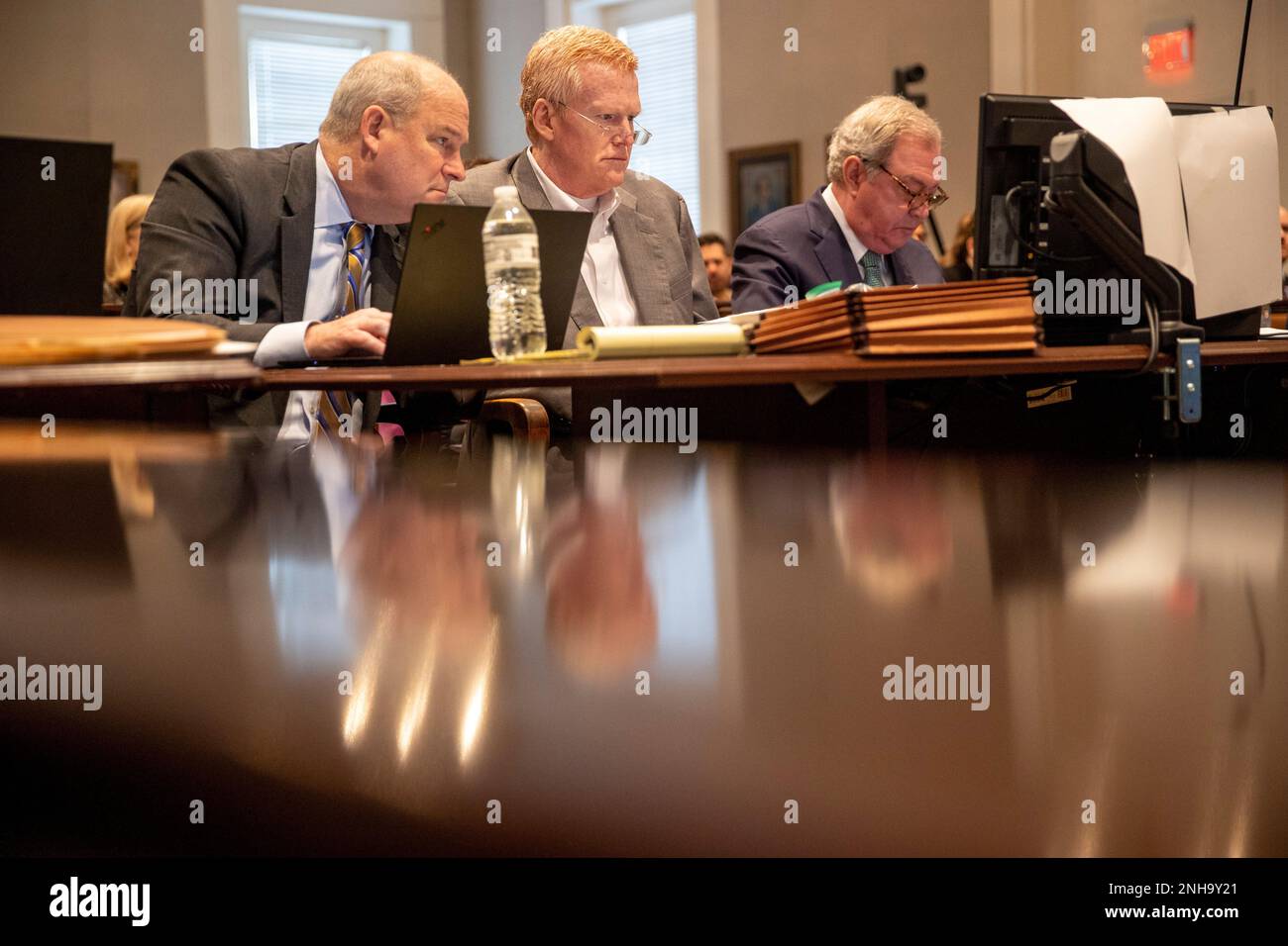 Defense attorney Jim Griffin, left, Alex Murdaugh, center, and Dick ...