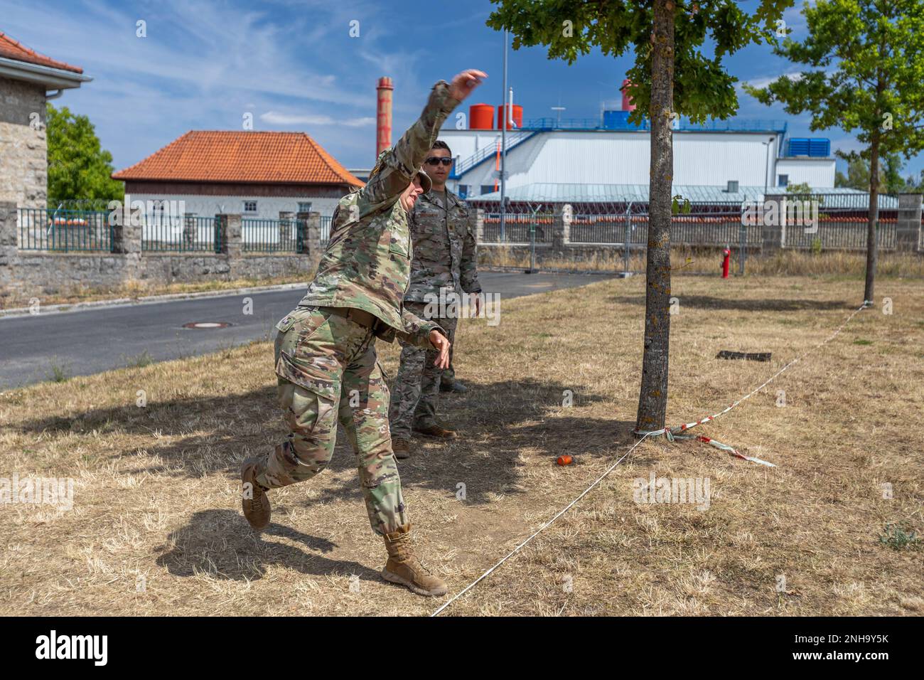Army Reserve 2nd Lt. Katy Voss, U.S. Army Reserve Legal Command, throws ...