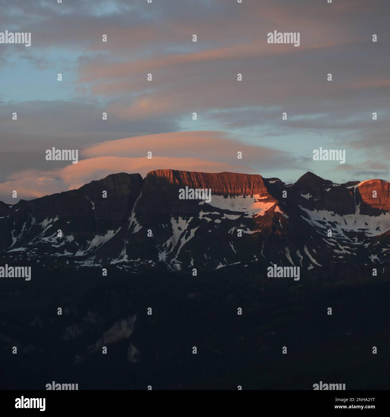 Mountains Gassenhorn and Faulhorn at sunrise. View from Planalp, Brienz ...