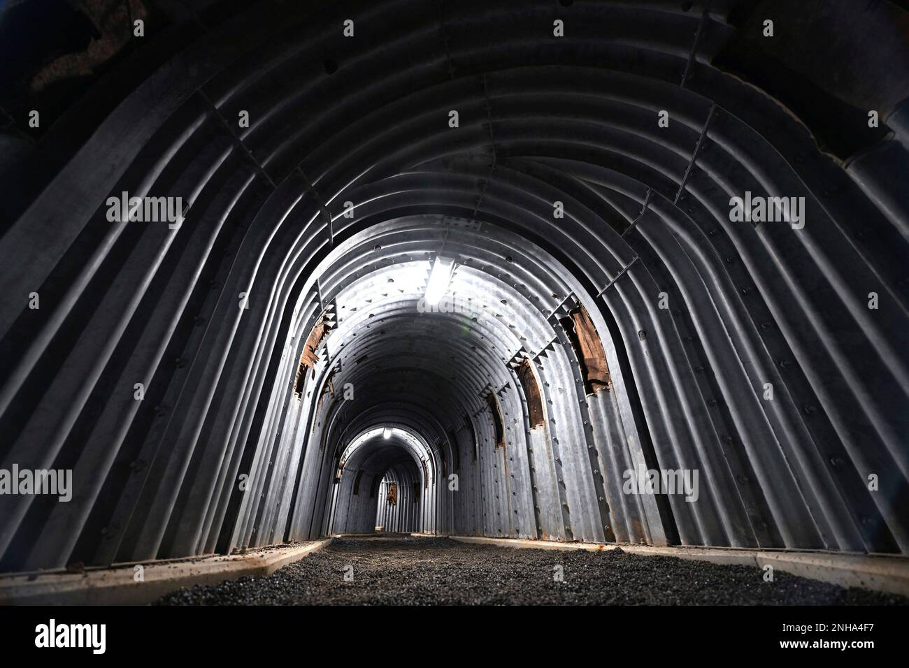 A picture shows a bomb shelter beneath Joganji temple in Nakano Ward ...