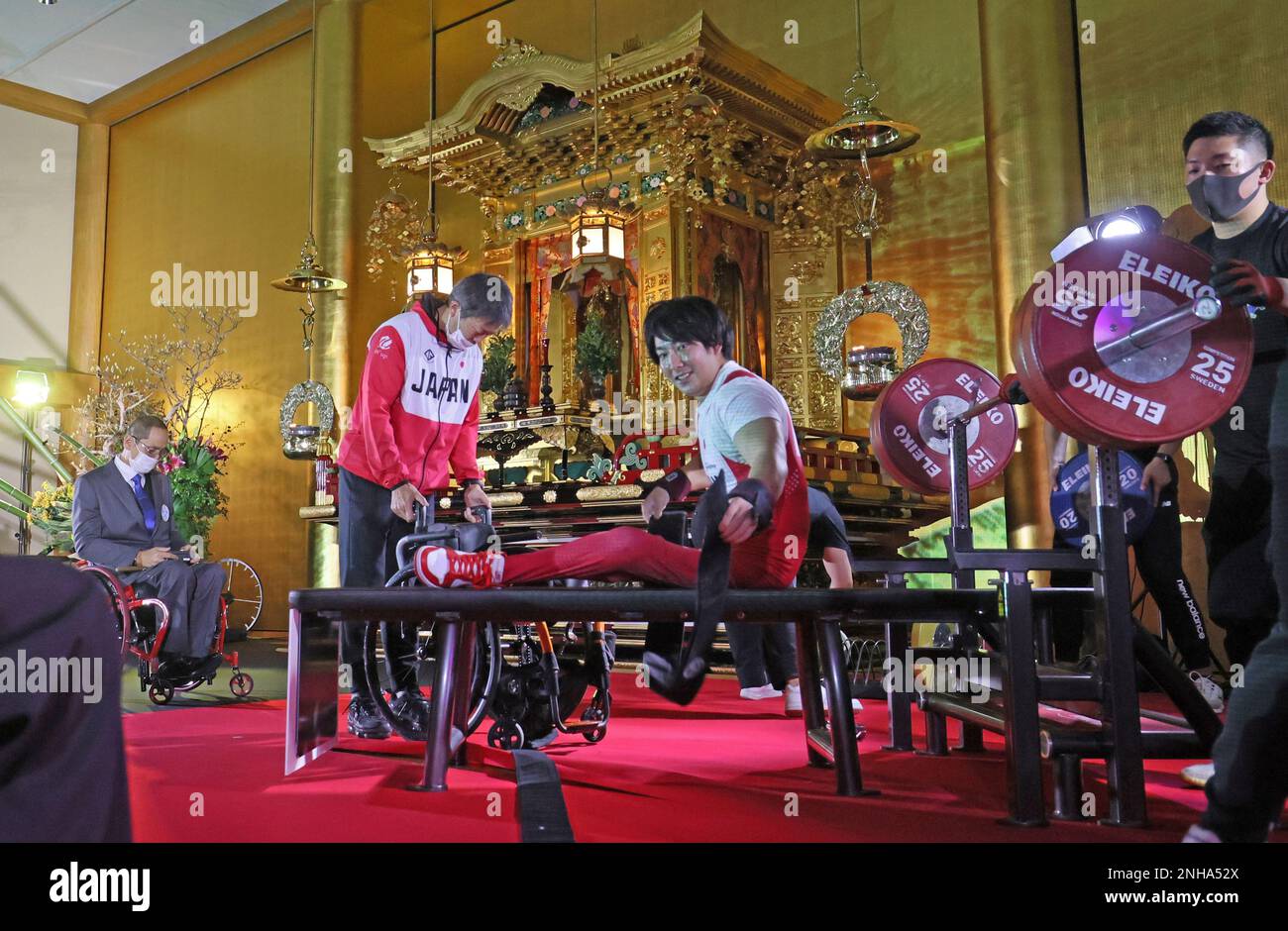 A powerlifter competes at the Japan 2023 National Para Powerlifting ...