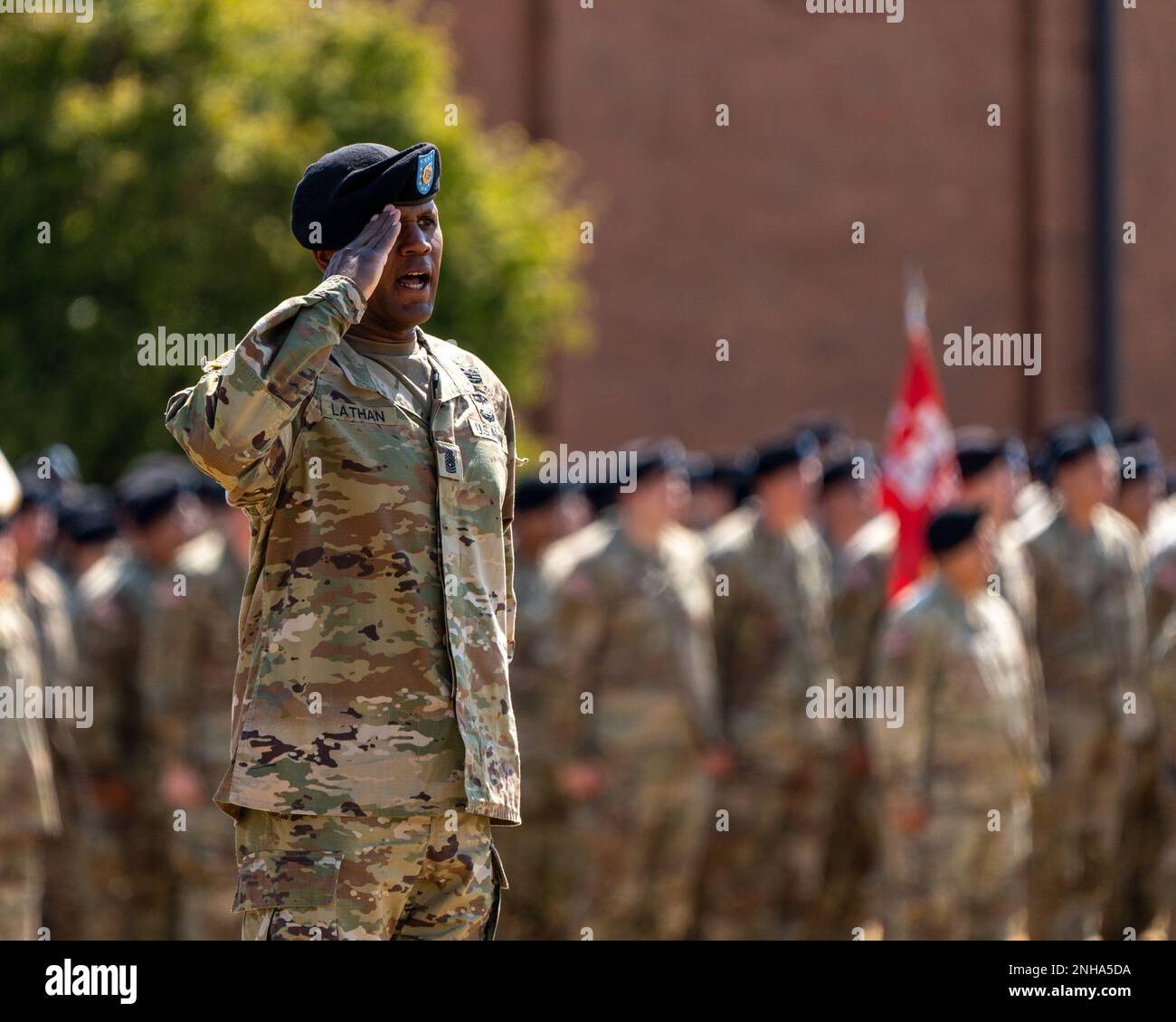 Incoming Command Sgt. Maj. Raymond Lathan, command sergeant major for 2nd Stryker Brigade Combat ...