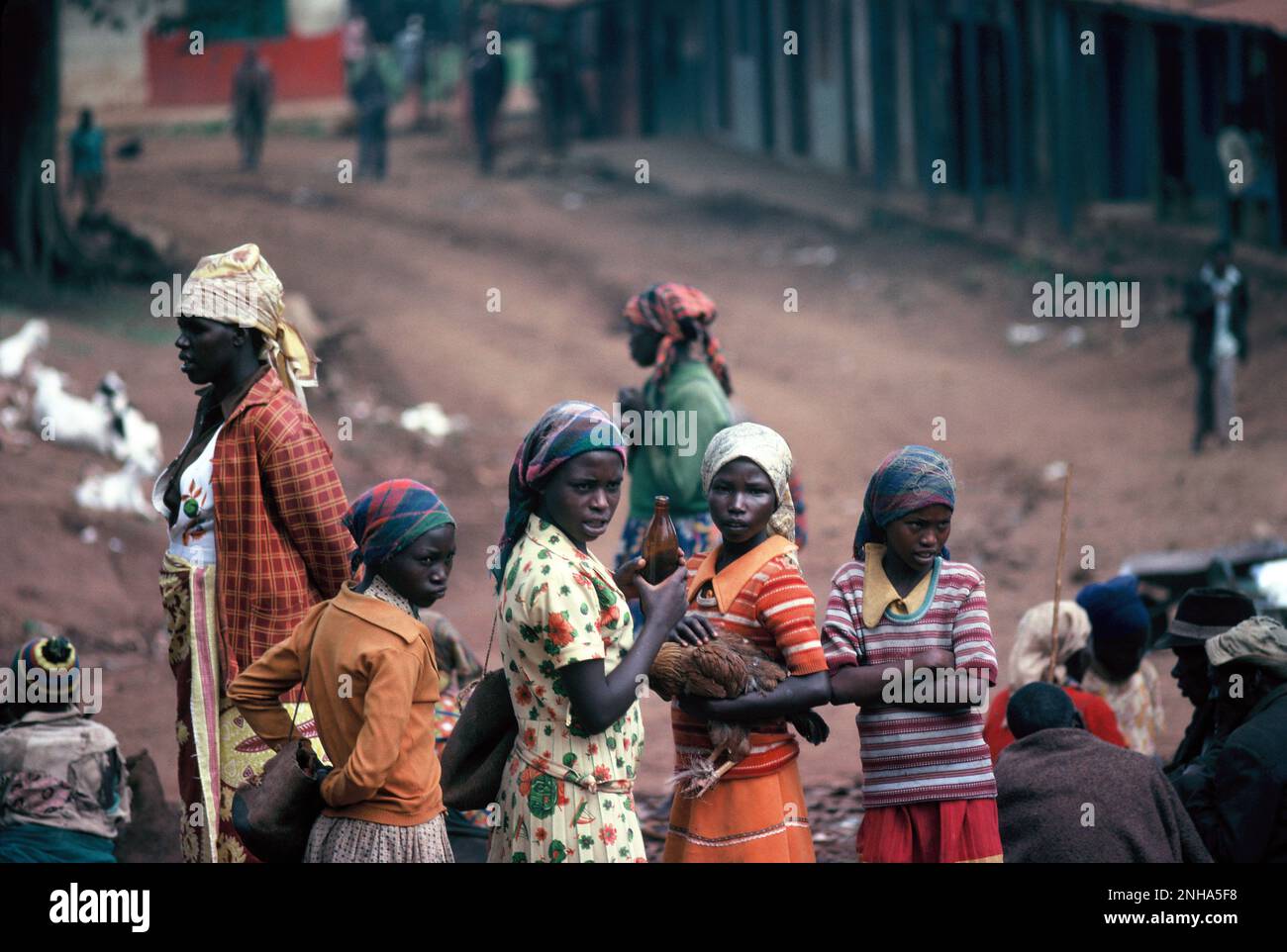 Kenya. Group of young women in village street Stock Photo - Alamy