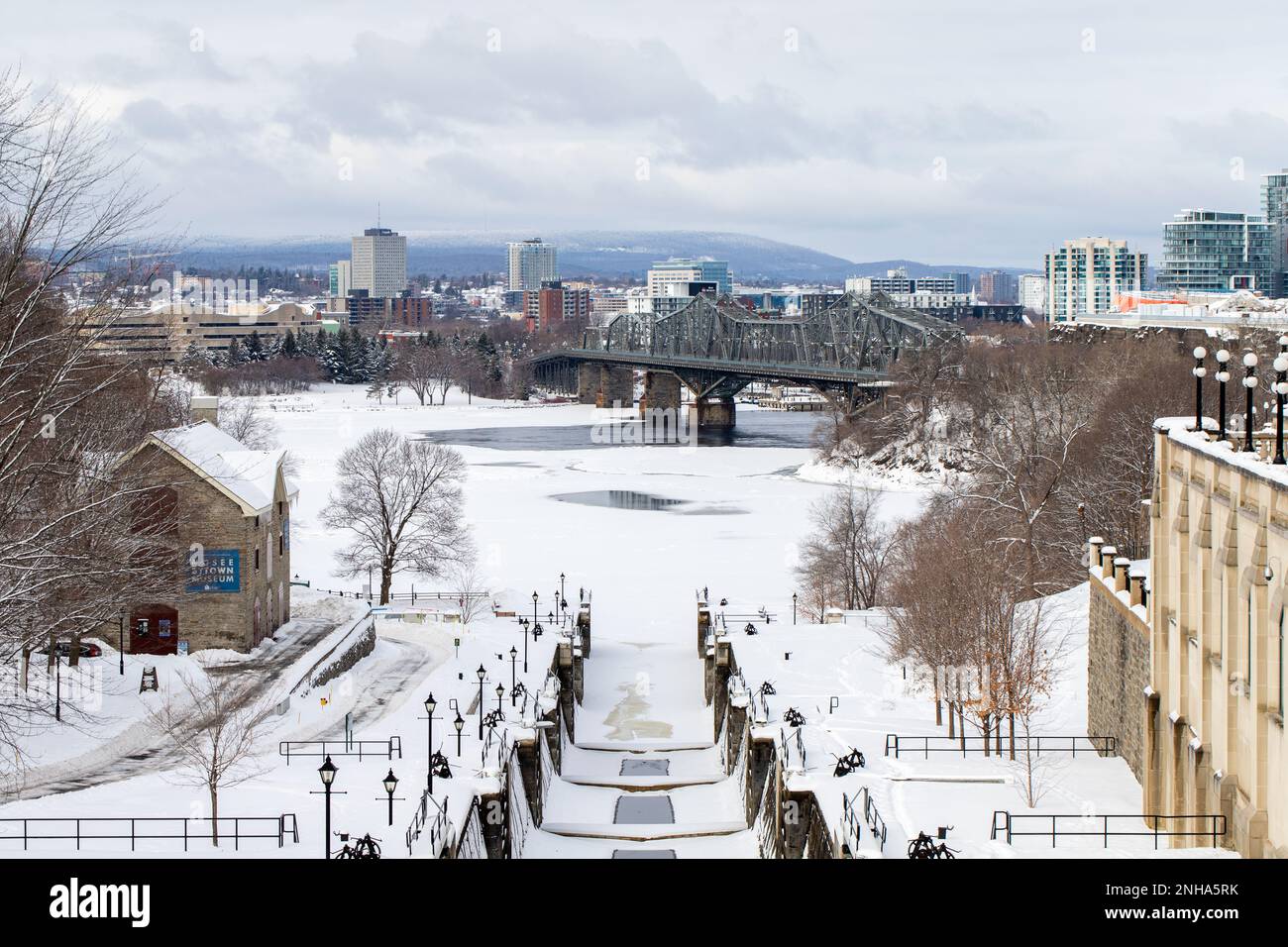 Ottawa, Canada - January 23, 2023: Rideau canal, Ottawa river ...