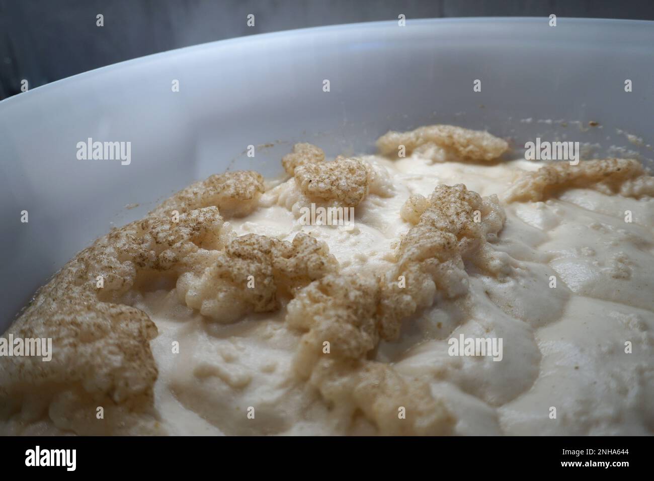 Beer yeast foam in fermenter - alcohol fermentation process Stock Photo ...