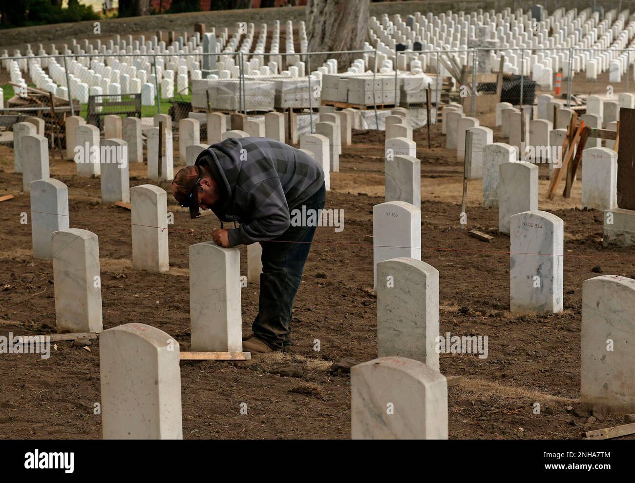 David Spriggs marks every gravestone to retain the layout at the San ...