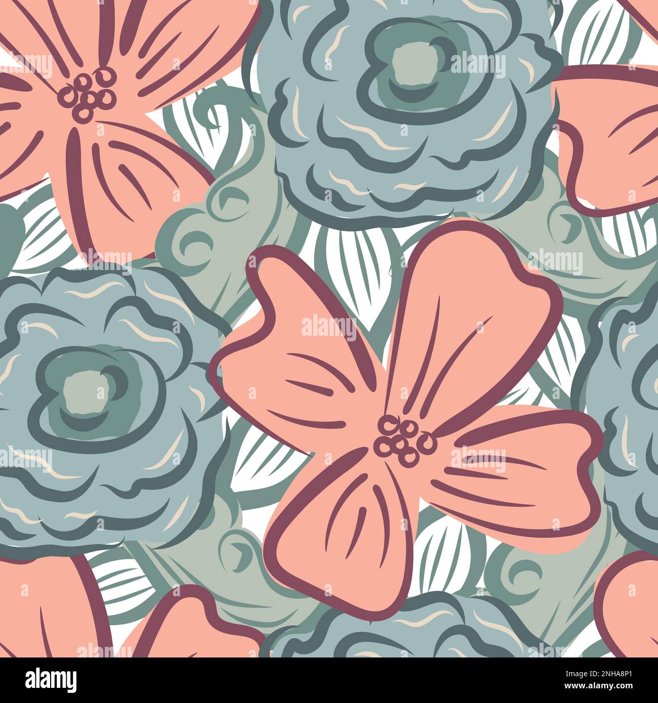 Wildflower seamless vector pattern background. Vintage boho style ...