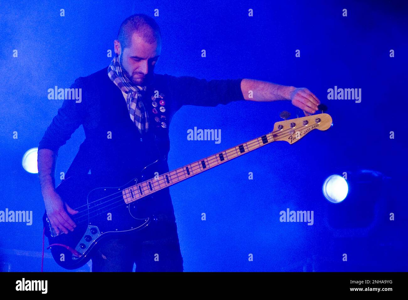Bassist Stefano Forcella, Modà in concert, Palasharp, Milan, ITALY (18. ...