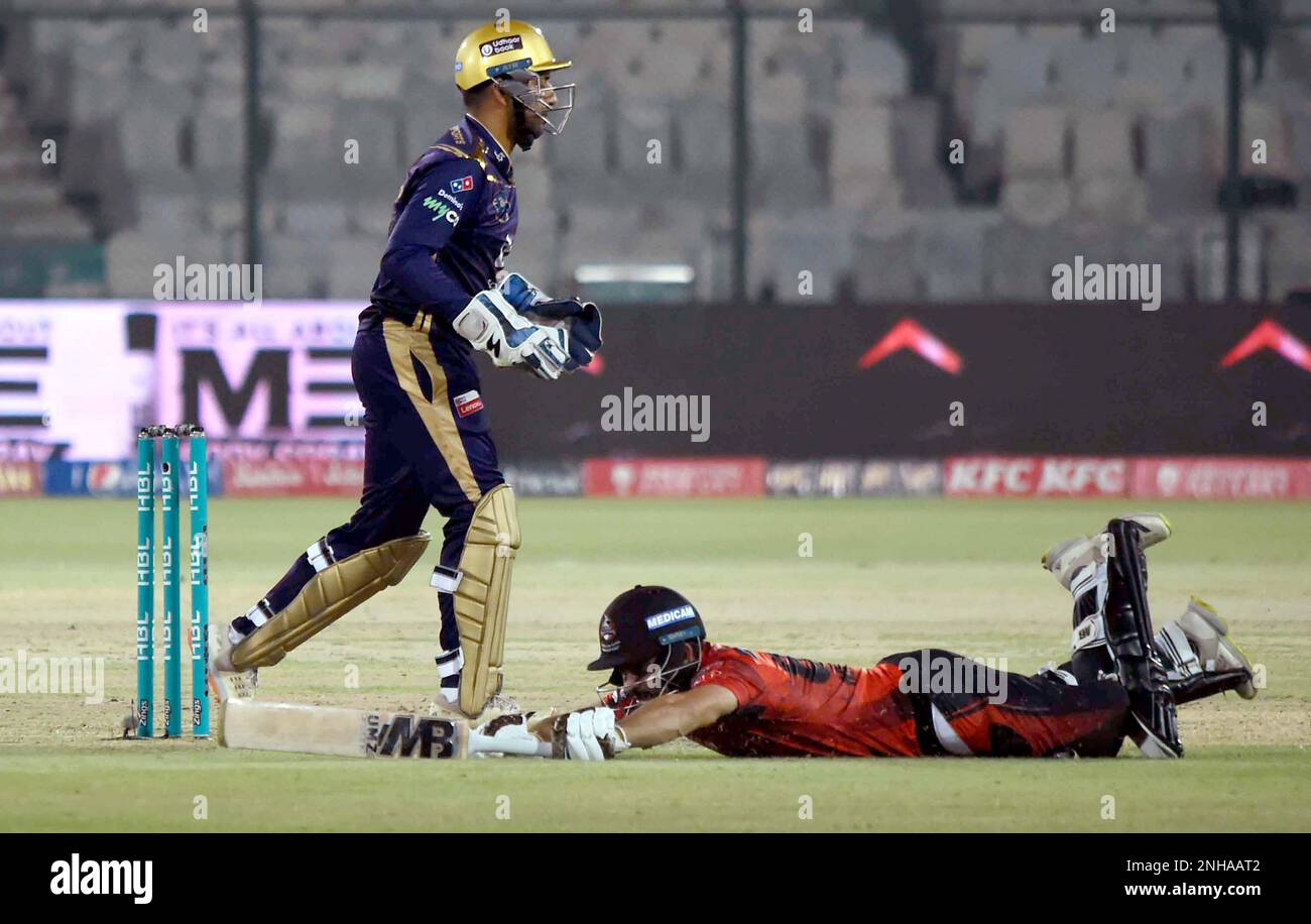 Players are in action during the Pakistan Super League (PSL- 8) T20 League match between Quetta ...