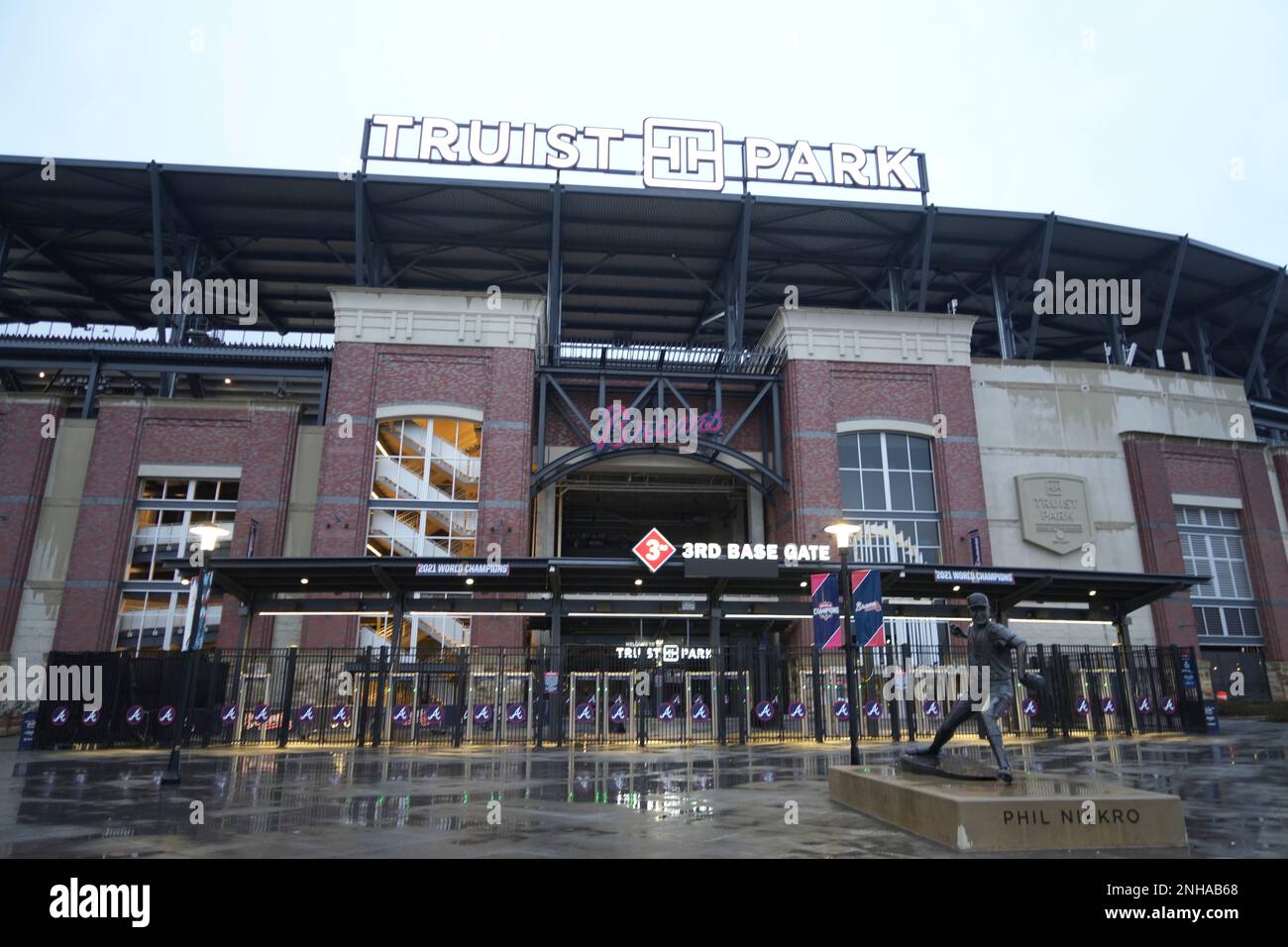 A general overall view of statue of former Atlanta Braves pitcher Phil ...