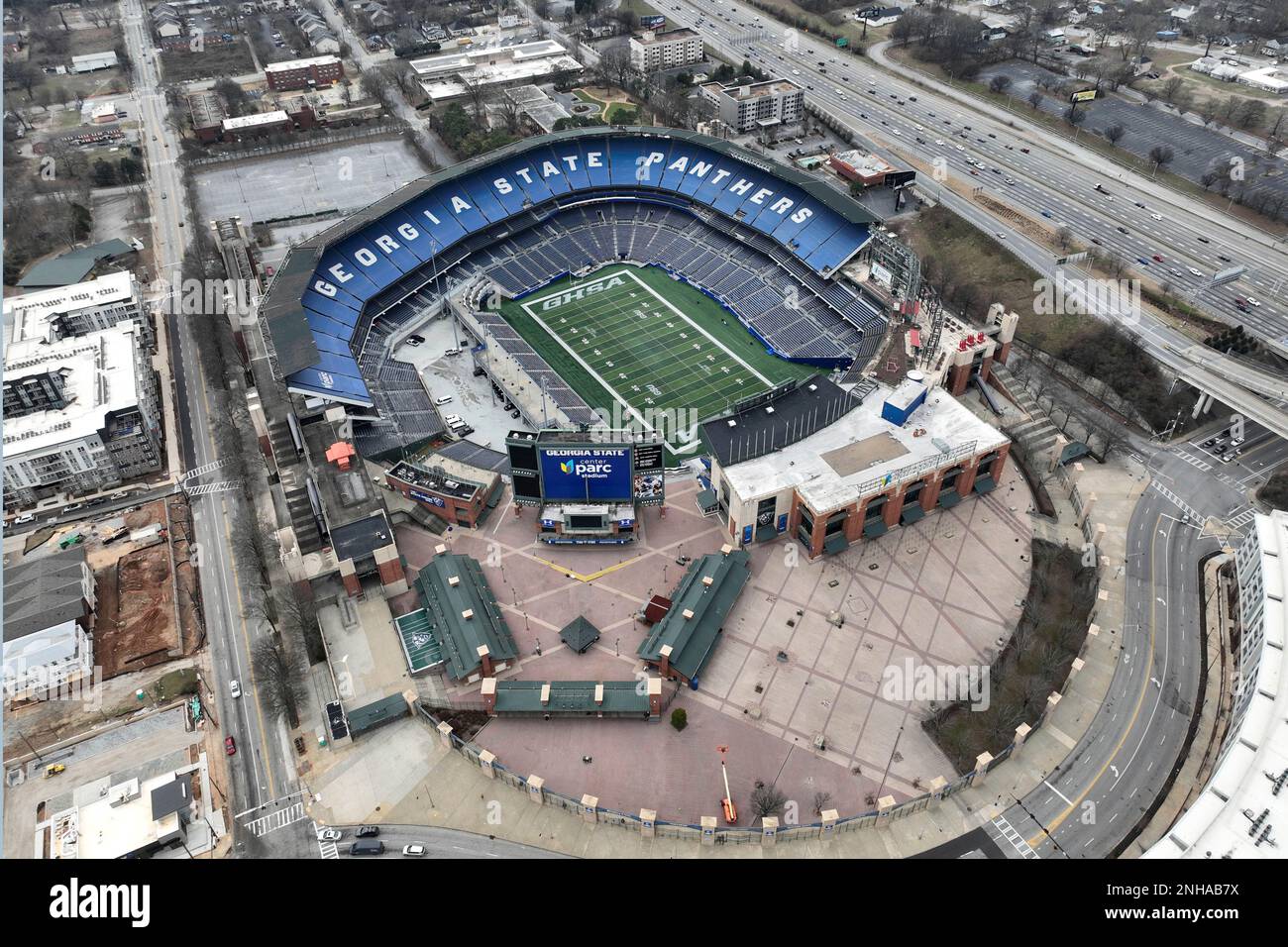 A general overall aerial view of Center Parc Stadium, Sunday, Jan. 29 ...