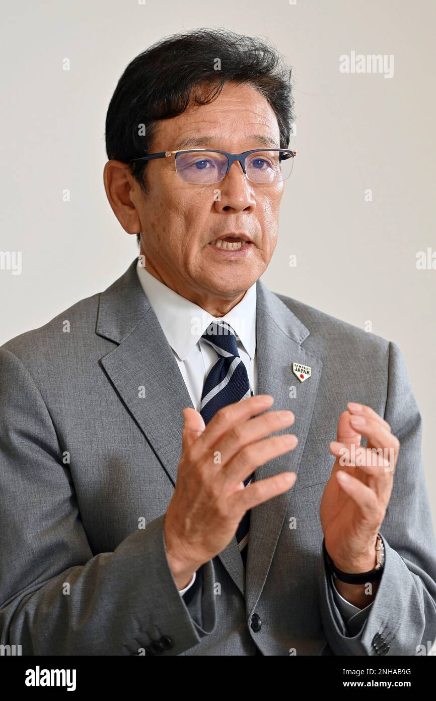 Hideki Kuriyama, manager for the Japan national baseball team, poses ...