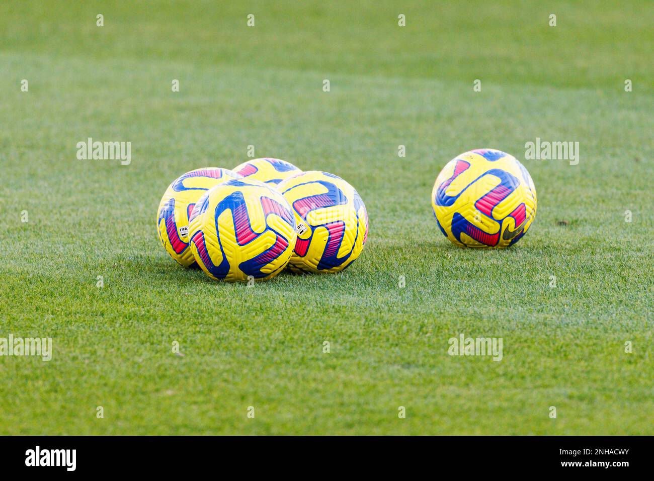 LOS ANGELES, CA - JANUARY 28: detail view of soccer balls during the ...
