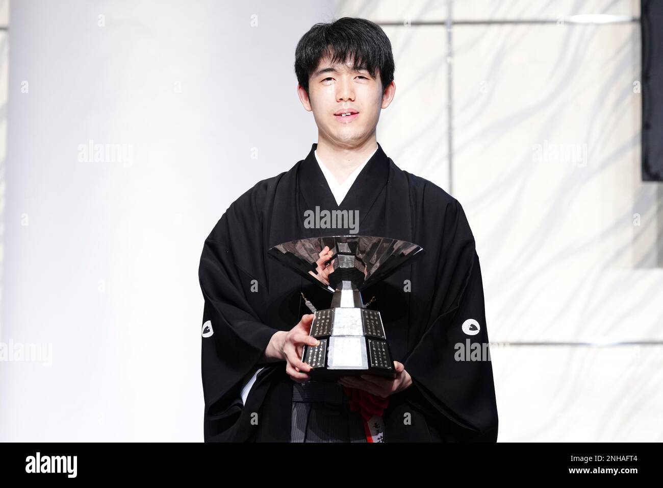 Sota Fujii, Japanese professional shogi player ranked 9-dan, attends an ...