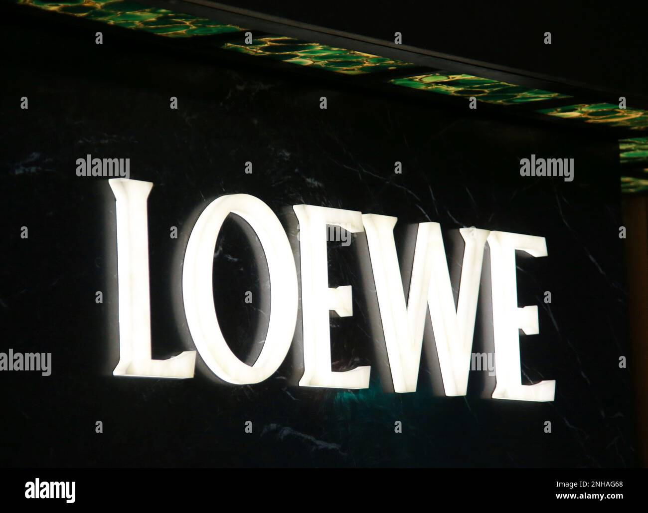 The logo of Loewe is seen at Omotesando in Shibuya Ward, Tokyo on May ...
