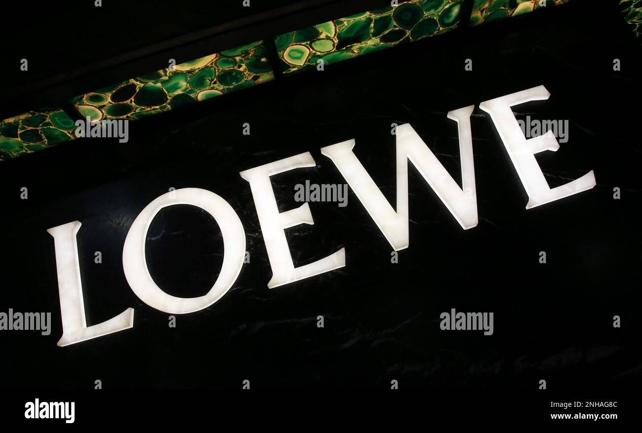 The logo of Loewe is seen at Omotesando in Shibuya Ward, Tokyo on May ...
