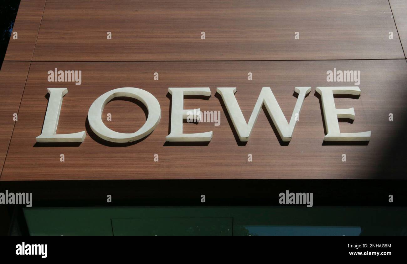 The logo of Loewe is seen at Omotesando in Shibuya Ward, Tokyo on May ...