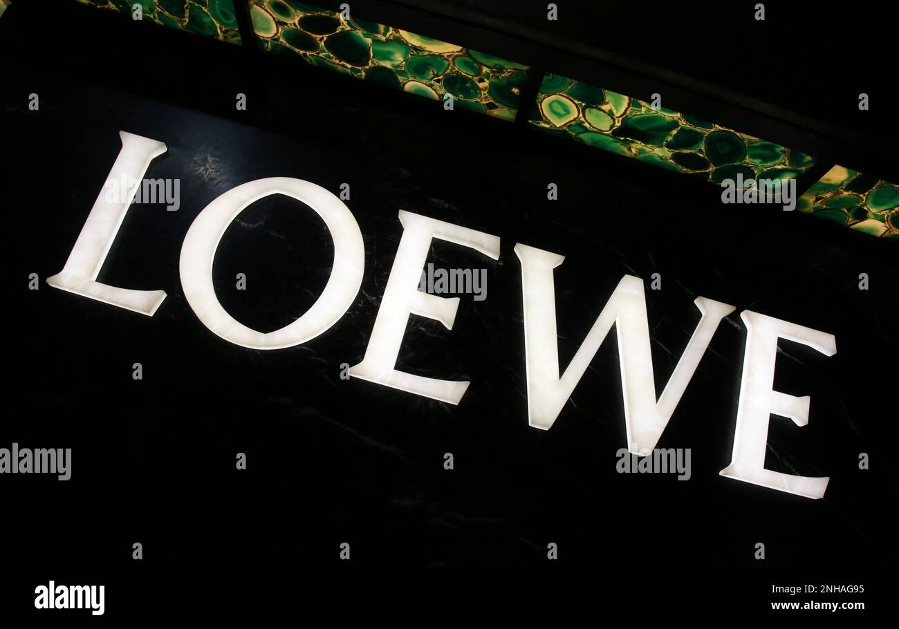 The logo of Loewe is seen at Omotesando in Shibuya Ward, Tokyo on May ...