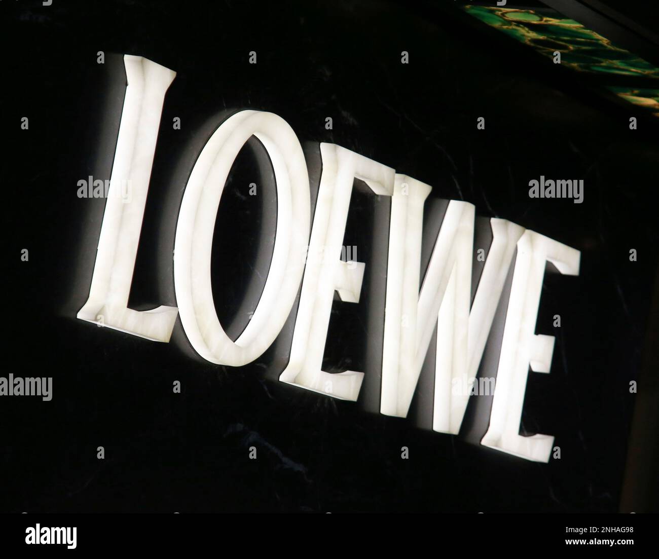The logo of Loewe is seen at Omotesando in Shibuya Ward, Tokyo on May ...