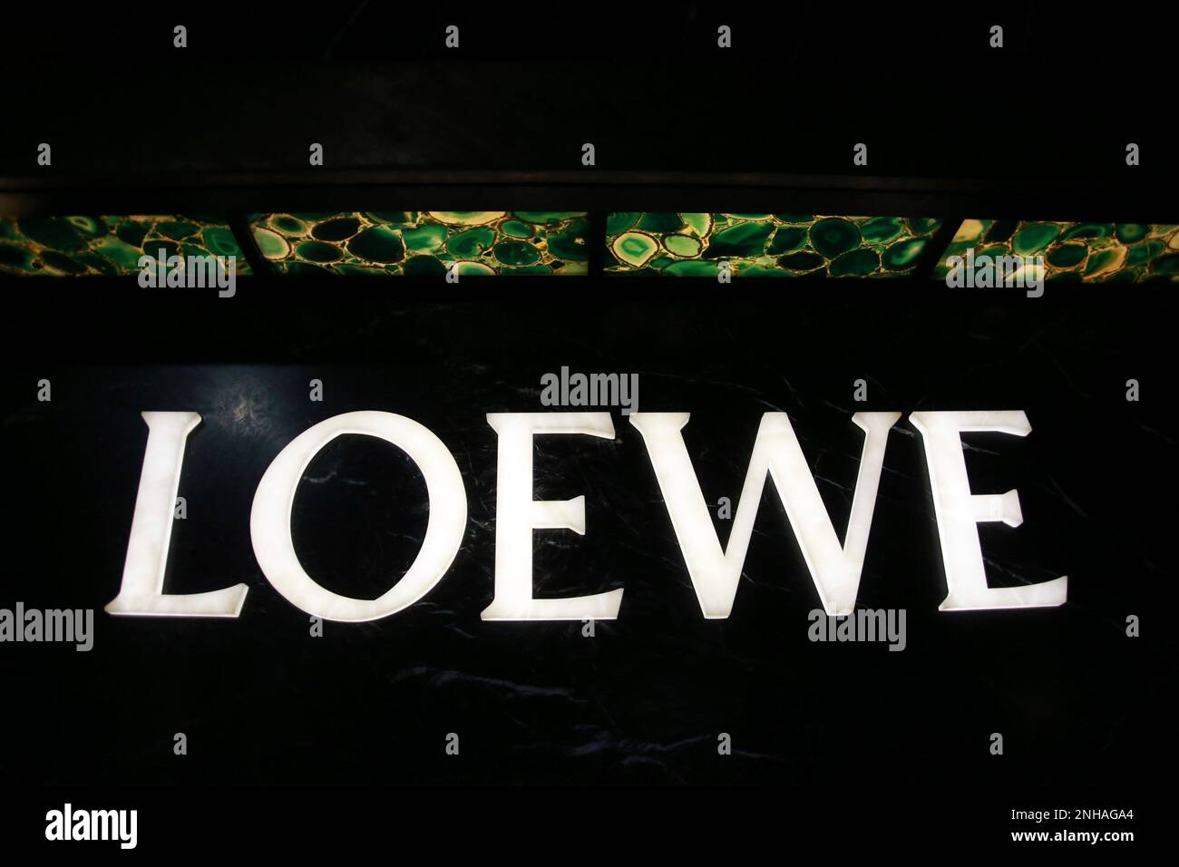 The logo of Loewe is seen at Omotesando in Shibuya Ward, Tokyo on May ...