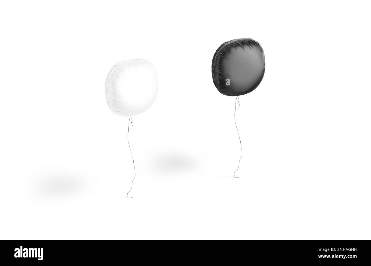 Blank black and white balloon square corners mockup, side view, 3d ...