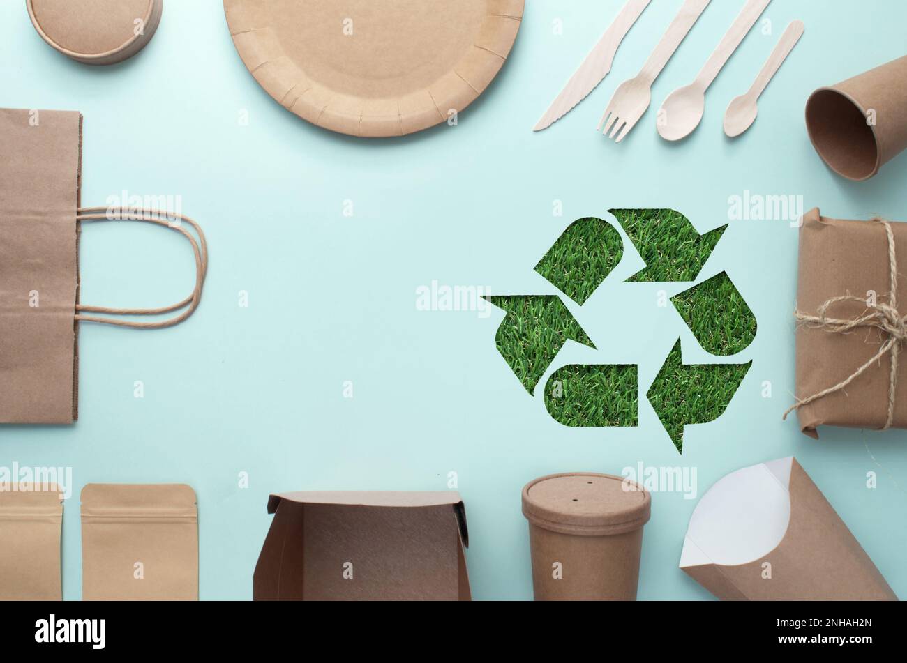 Collection of eco sustainable low carbon packaging with grass recycling ...