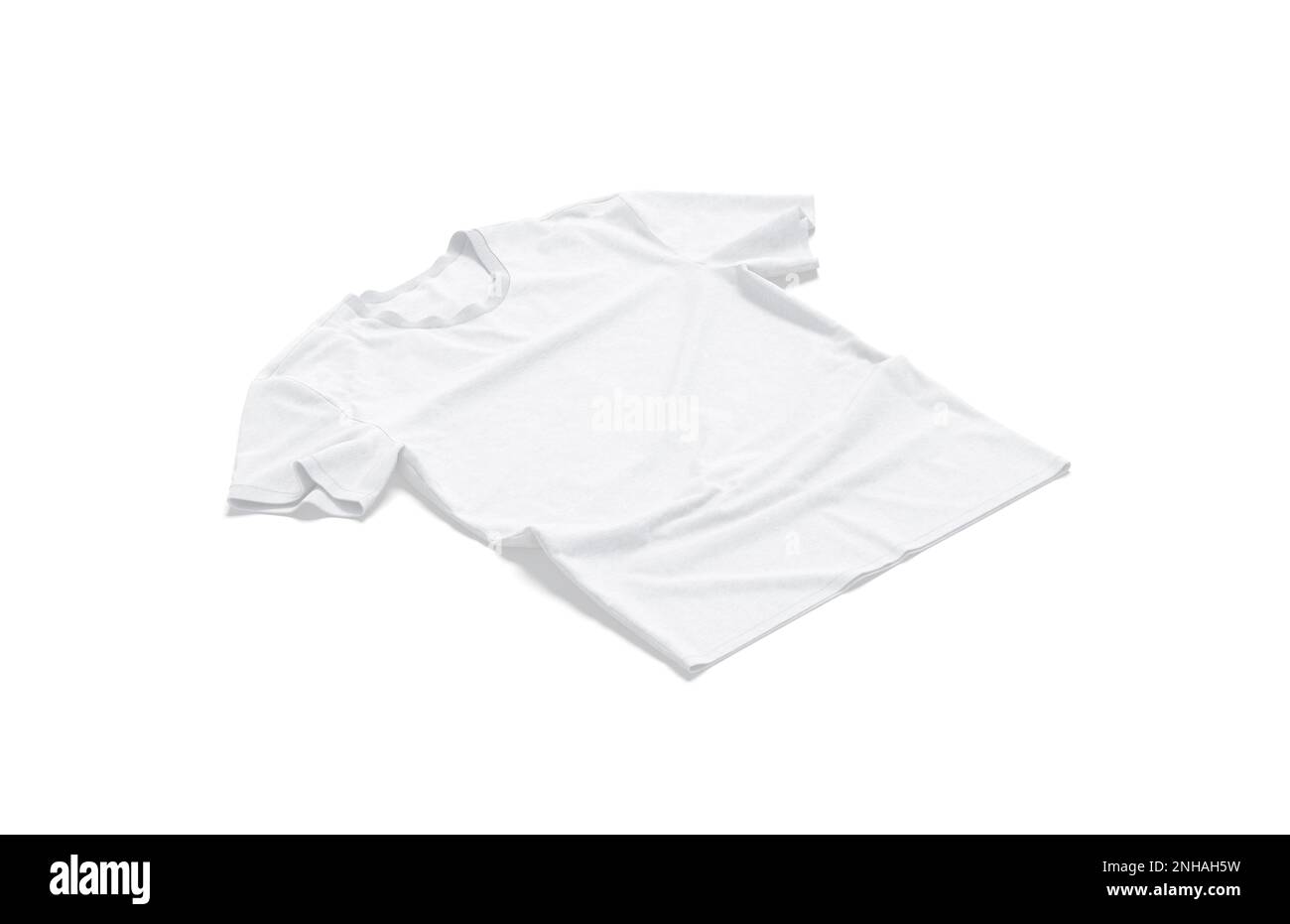 Blank white crumpled t-shirt mockup flat lay, side view, 3d rendering ...