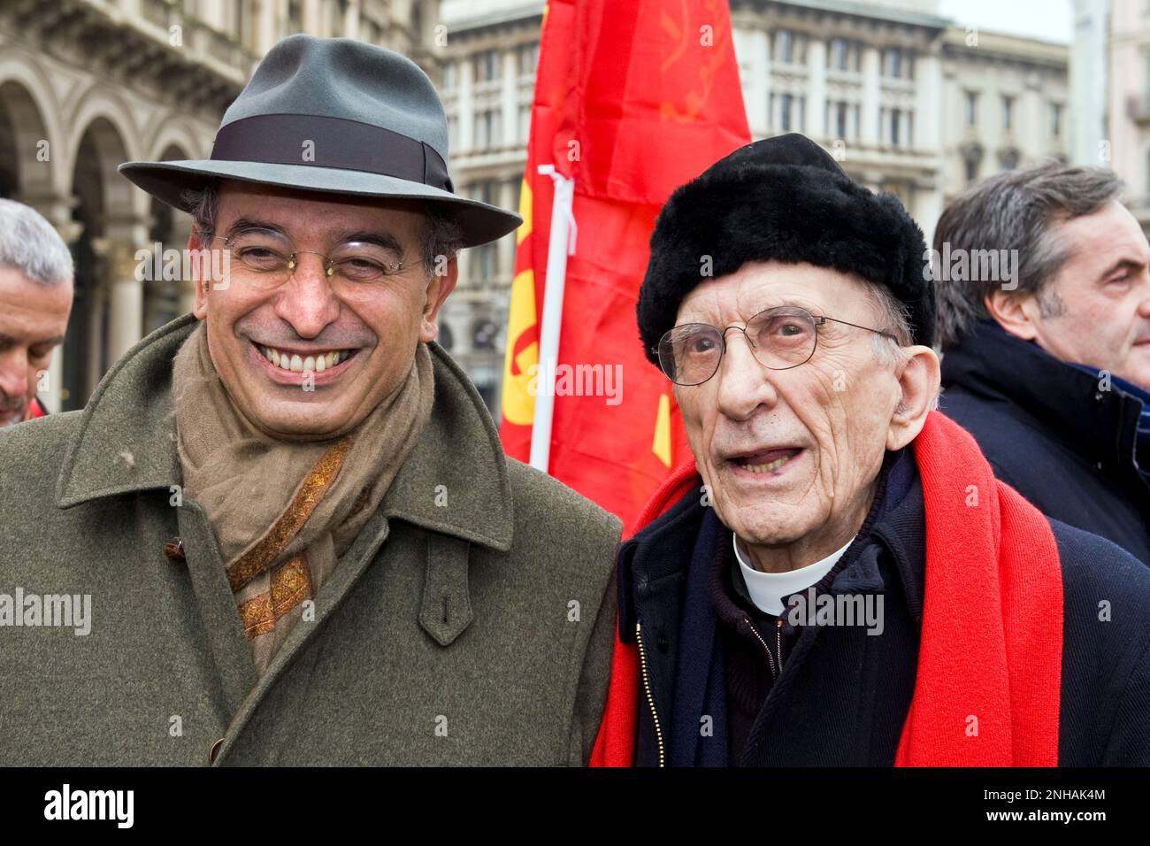 Gad Lerner and Don Andrea Gallo, Milan 2011 Stock Photo - Alamy