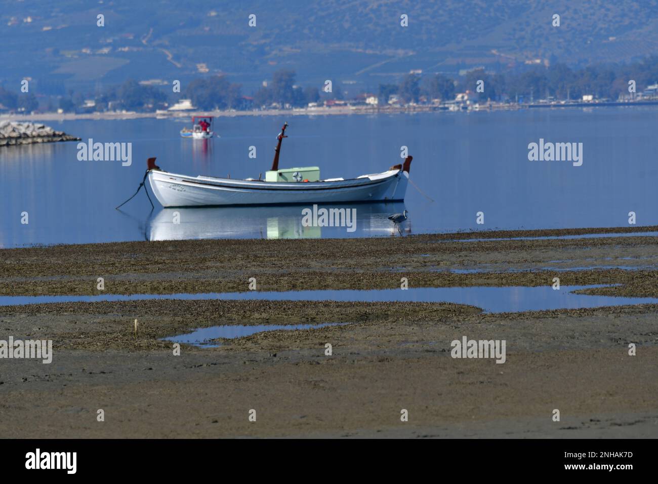 Nafplio ,Greece ,Tuesday 21 February 2023. The huge low tide on the ...