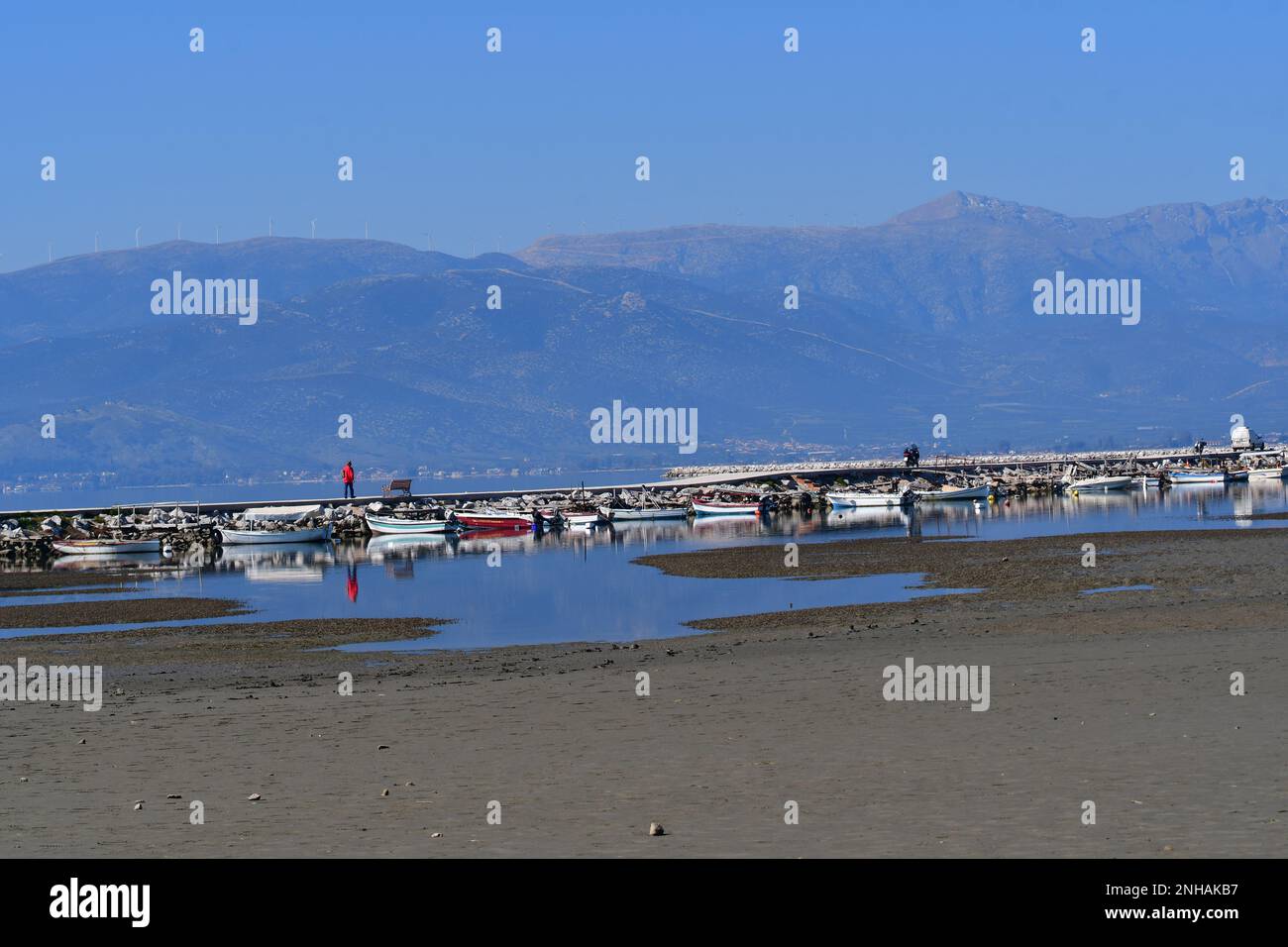 Nafplio ,Greece ,Tuesday 21 February 2023. The huge low tide on the ...