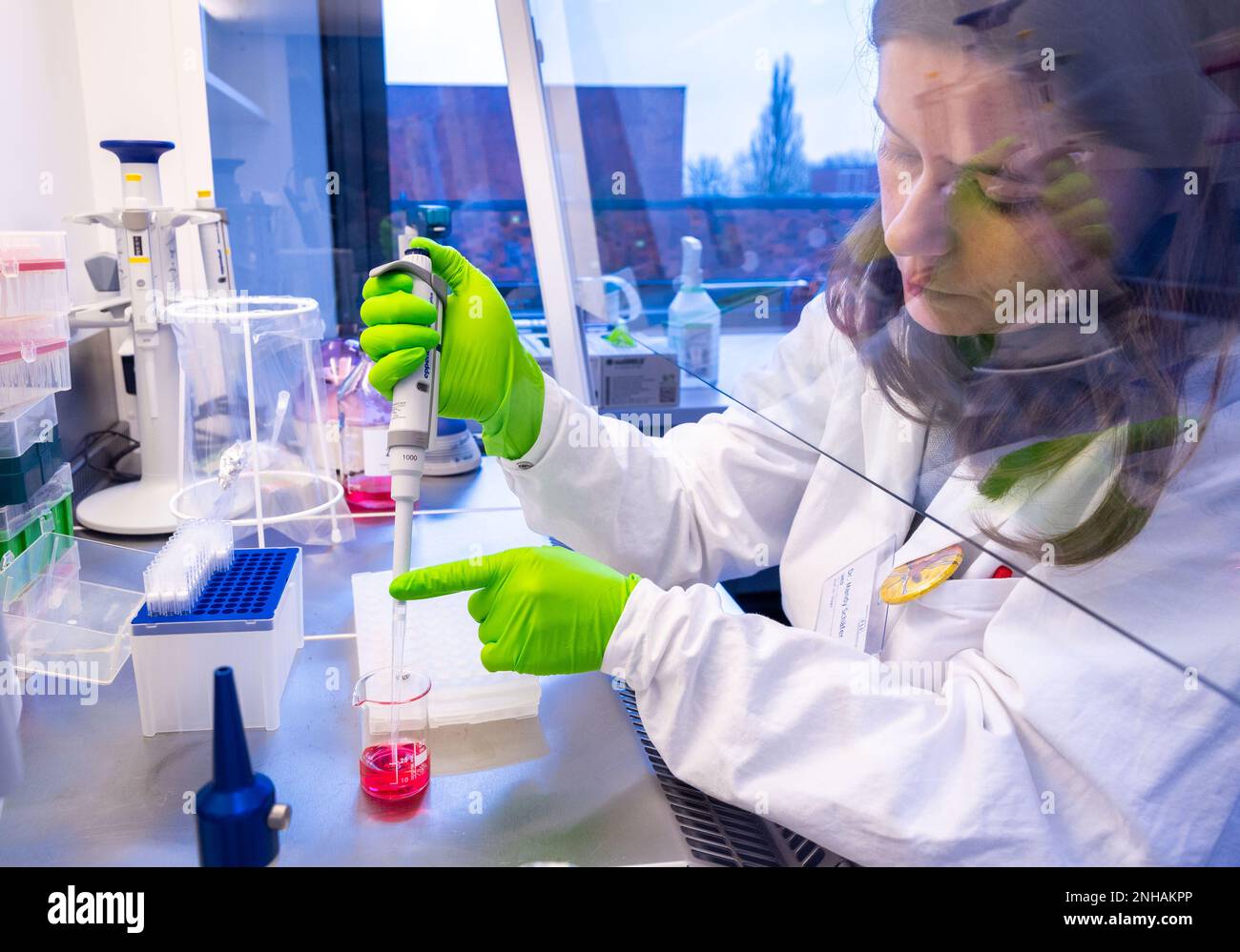 Riems, Germany. 31st Jan, 2023. Mandy Schäfer prepares a molecular ...