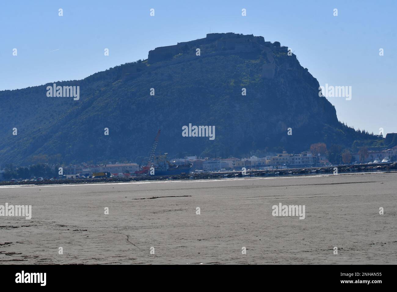 Nafplio ,Greece ,Tuesday 21 February 2023. The huge low tide on the ...