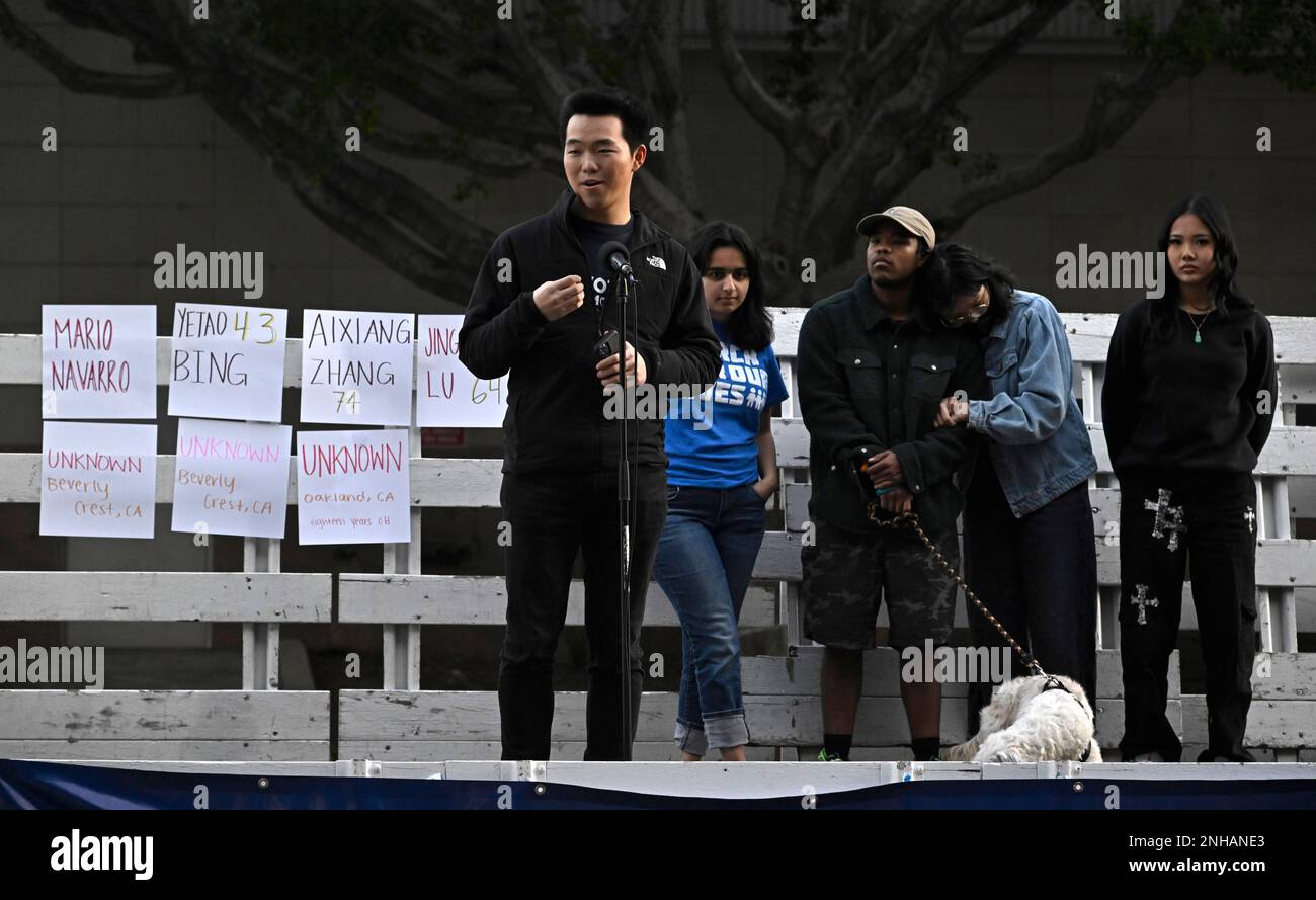 Victor Shi, a 20 year-old UCLA student of Voters for Tomorrow, speaks ...
