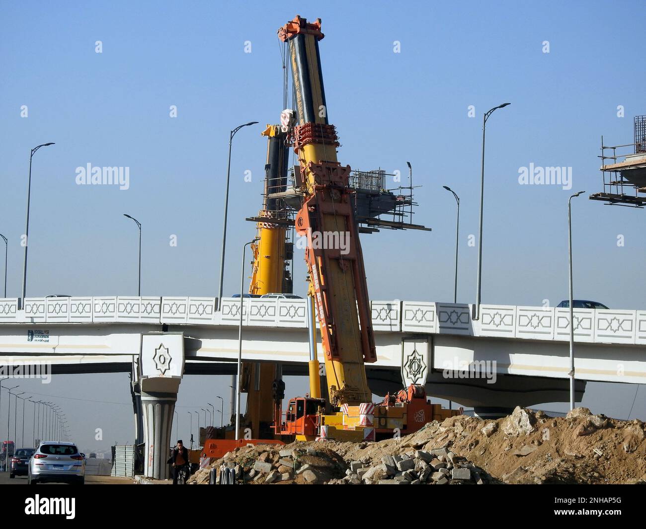 Cairo, Egypt, February 16 2023: Construction site of new Cairo monorail ...