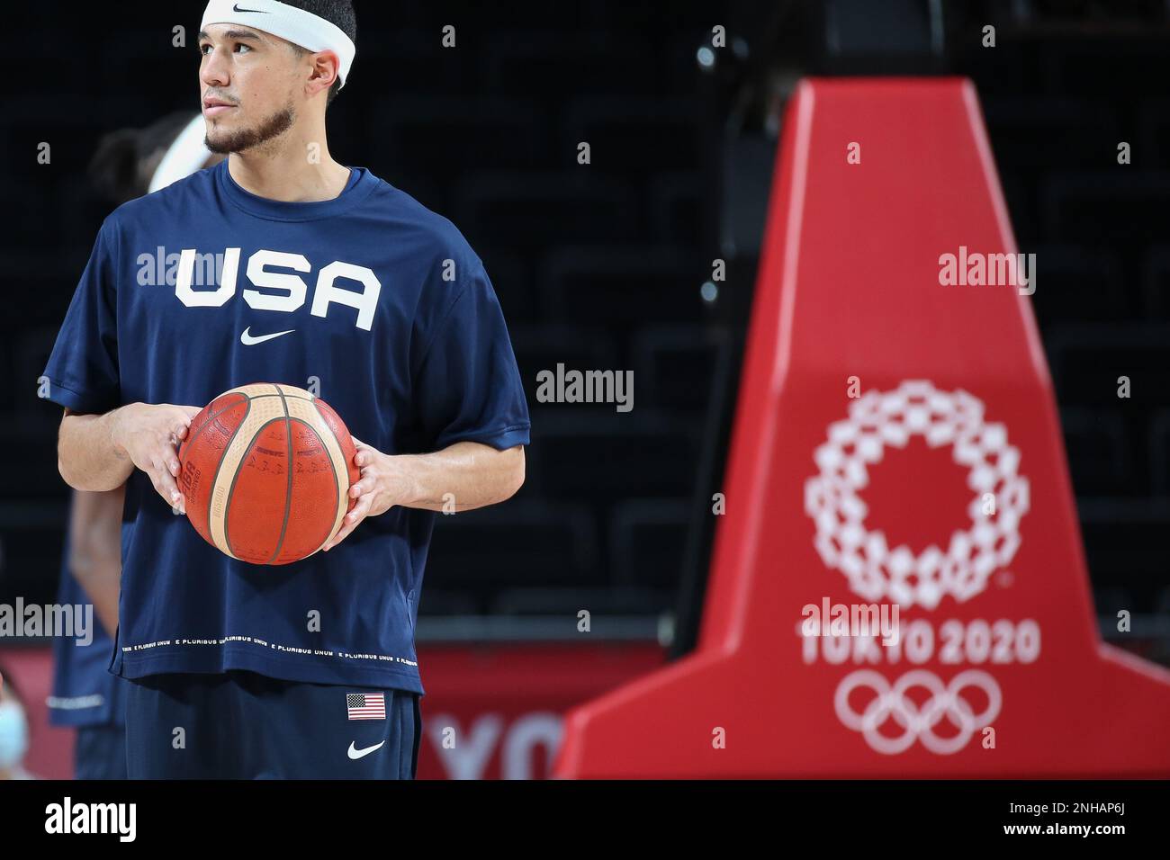 AUG 7, 2021: Devin Booker of United States warms-up ahead of the Men's ...