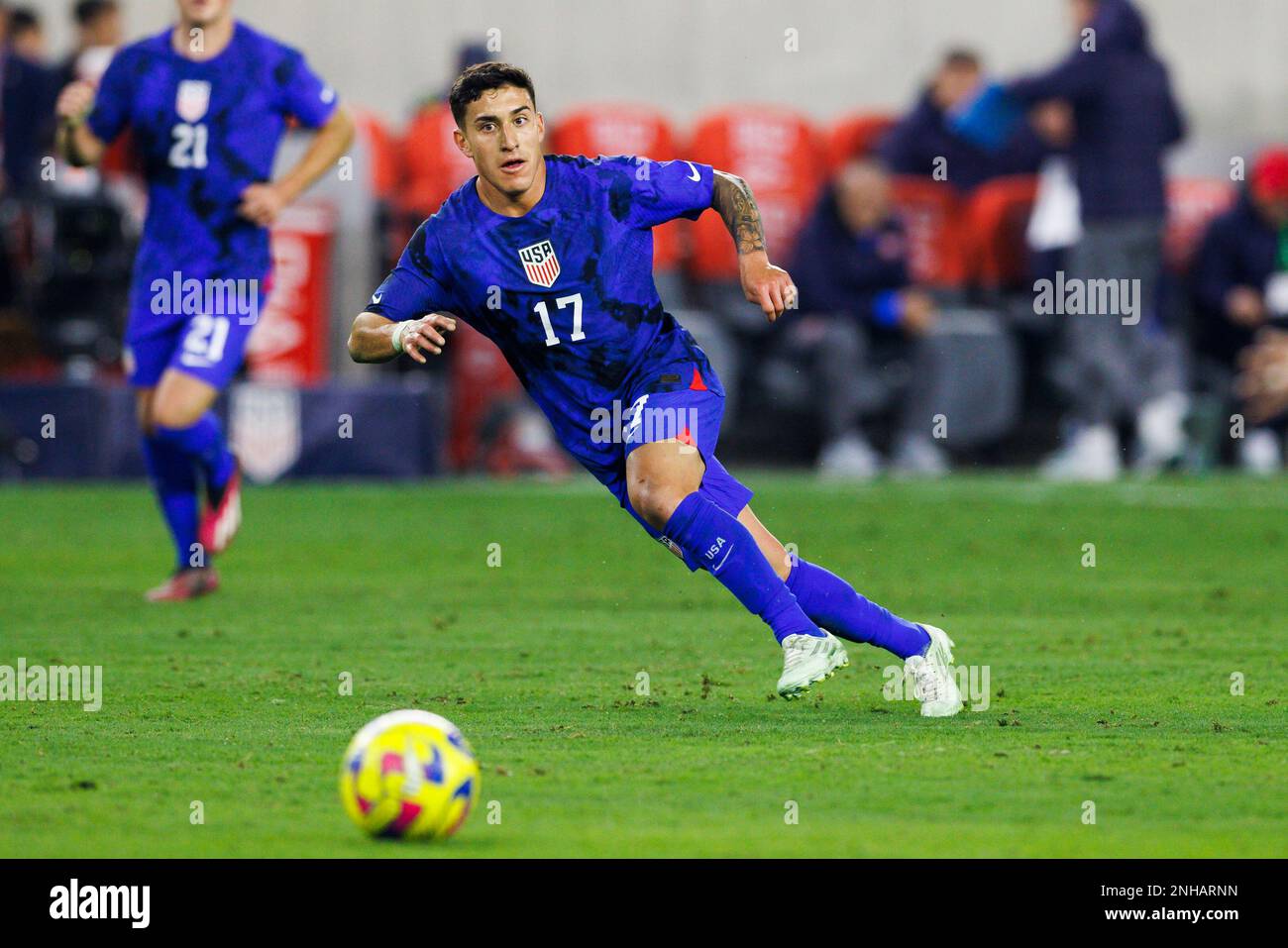 LOS ANGELES, CA - JANUARY 25: USA midfielder Alex Zendejas (17) during ...