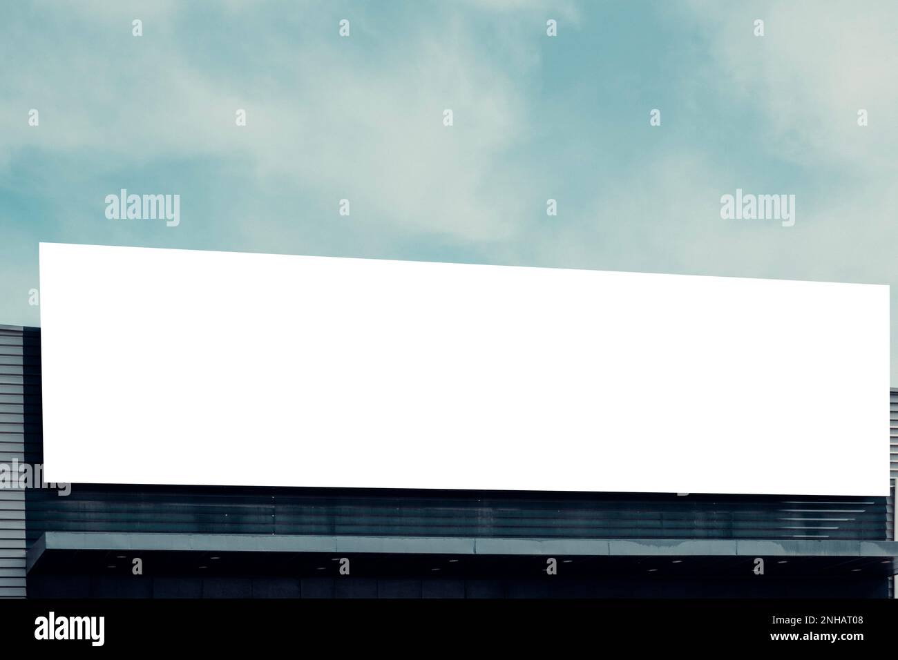 Blank white big mockup advertising sign on store, shop, shopping mall ...