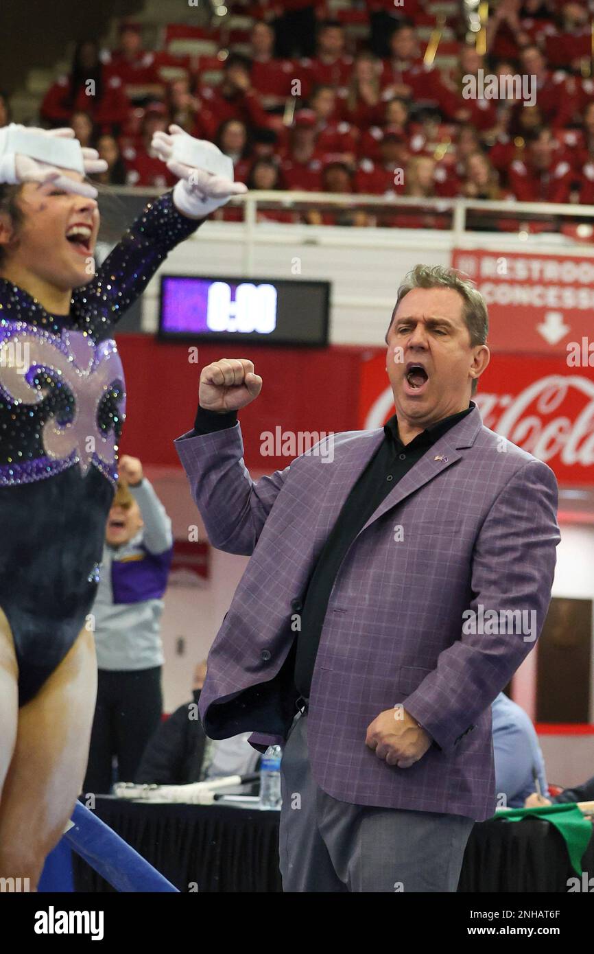 January 27, 2023: LSU Head Coach Jay Clark celebrates following a bar ...