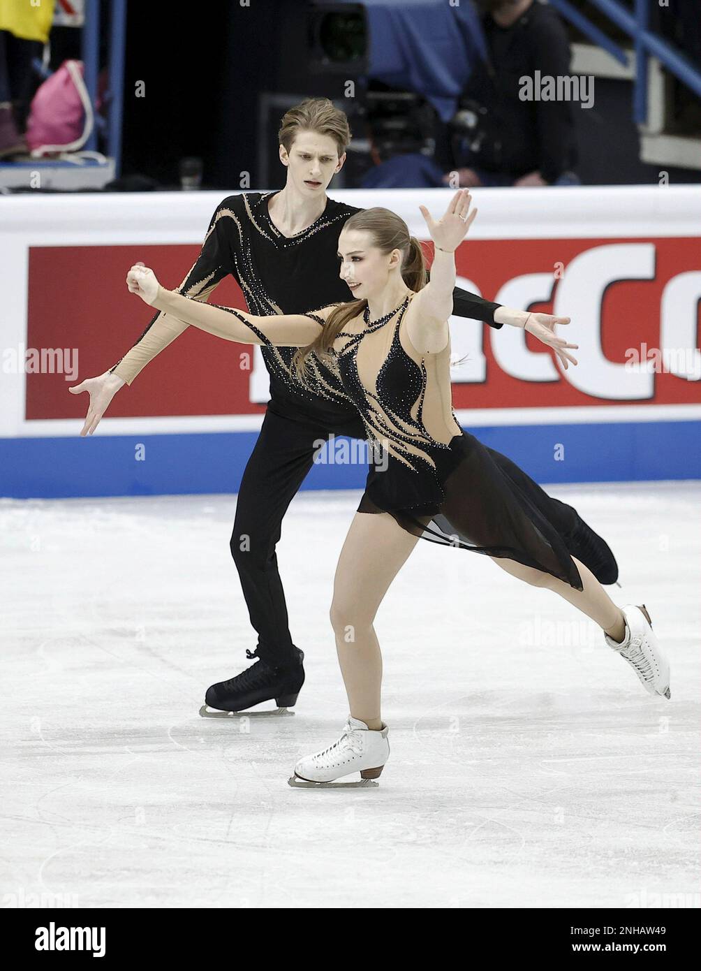 Mariia Holubtsova and Kyryl Bielobrov of Ukraine perform during ice ...