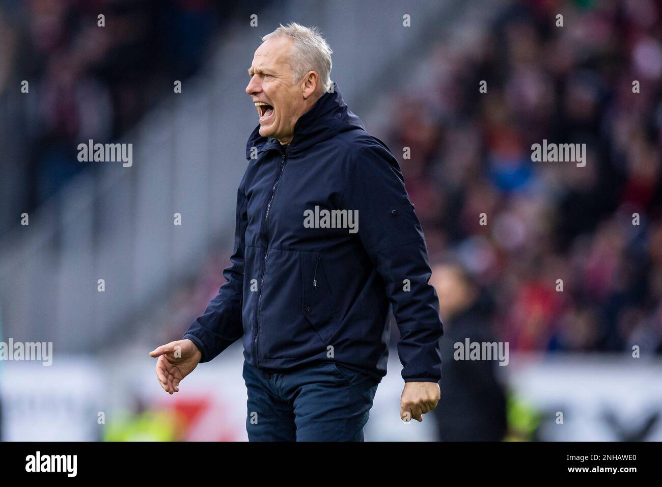 Freiburg coach Christian Streich reacts during the German Bundesliga ...